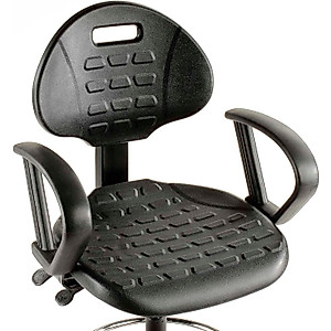 GLOBAL INDUSTRIAL 5-Way Adjustable Ergonomic Stool with Loop Armrests Black
