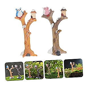 HANABASS 8 pcs Crafts Plant Simulations Bonsai Gardening Figurines Decors Doll Decoration Cartoon Tree Figurine Branch Animals Bird Pots House Decorations Ornaments Potted Mini for
