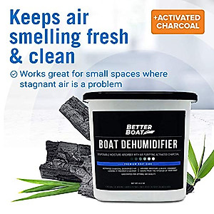 Moisture Absorber Boat Dehumidifier Moisture Absorbers Charcoal Smell Remover to Get Rid of Damp Smell & Humidity | No Refill for Basement, Closet, Home, RV or Boating Unscented Fragrance Free (4 Pack)