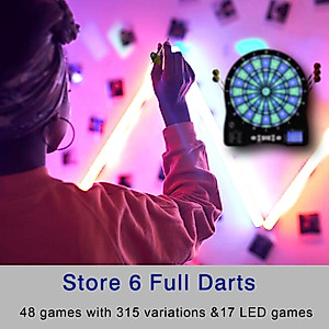 Turnart Electronic Dart Board,13 inch Illuminated Segments Light Based Games Electric Dartboard for Adults Tested Tough Segment for Enhanced Durability Professional with Scoring (Blue)
