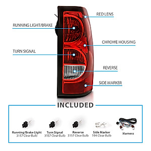 AmeriLite for 2003-2006 Chevy Silverado OE Style Ruby Red Replacement Taillights Rear Brake Lamp Set with Incandescent Bulbs and Harness Vehicle Light Assembly - Passenger and Driver Side