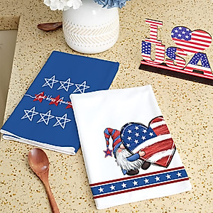 GEEORY Kitchen Towels for 4th of July Decorations Floral Home Sweet Home Patriotic Dish Towels 18x26 Inch Ultra Absorbent Bar Drying Cloth Hand Towel for Kitchen Bathroom Party Home Set of 2 GD090