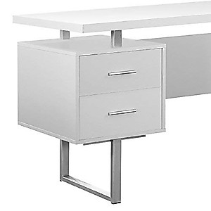 Monarch Specialties White Hollow-Core/Silver Metal Office Desk, 60-Inch
