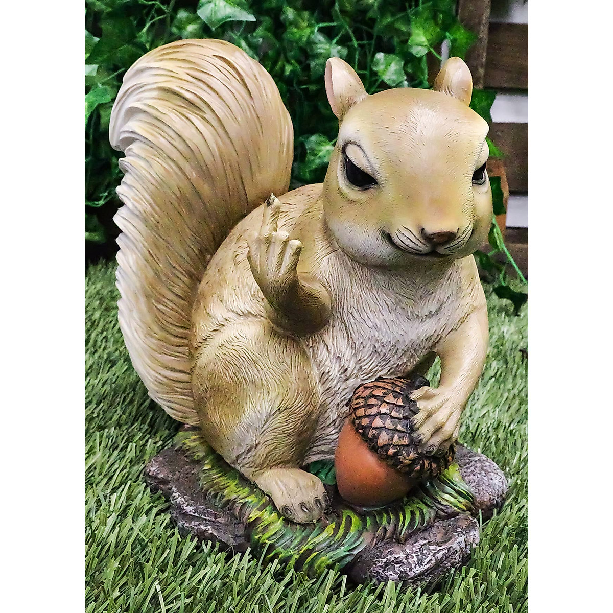 Ebros Gift Large Rude Squirrel Pointing Middle Finger with Acorn Nutty Welcome Guest Greeter Statue 10" Tall Whimsical Woodlands Funny Animal Squirrels Chipmunks Flipping Off Home Decor Figurine