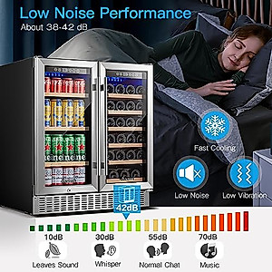 AAOBOSI Wine and Beverage Refrigerator,30 Inch Dual Zone Wine Cooler Built-in or Freestanding-Hold 28 Bottles and 80 Cans Wine Beverage Fridge with Soft LED Light,2 Safety Locks,Stainless Steel