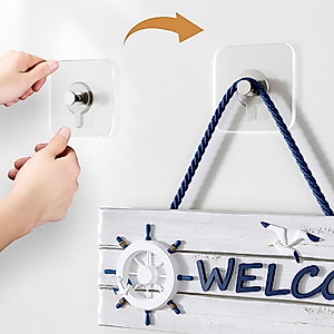 Daewiutr Adhesive Wall Hooks 13lb Max, Picture Hangers Without Nails 14PCS