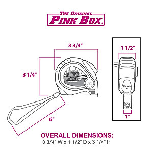 The Original Pink Box 25-Foot Auto-Locking Tape Measure, Pink