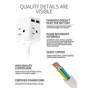 Power Strip with USB, Wonplug Power Strip Surge Protector 5Ft Extension Cord with 4 AC Outlets & 2 USB,Wide Spaced Plug Outlet Extender Overload Protection Compact for Home Office Desk Cruise Ship