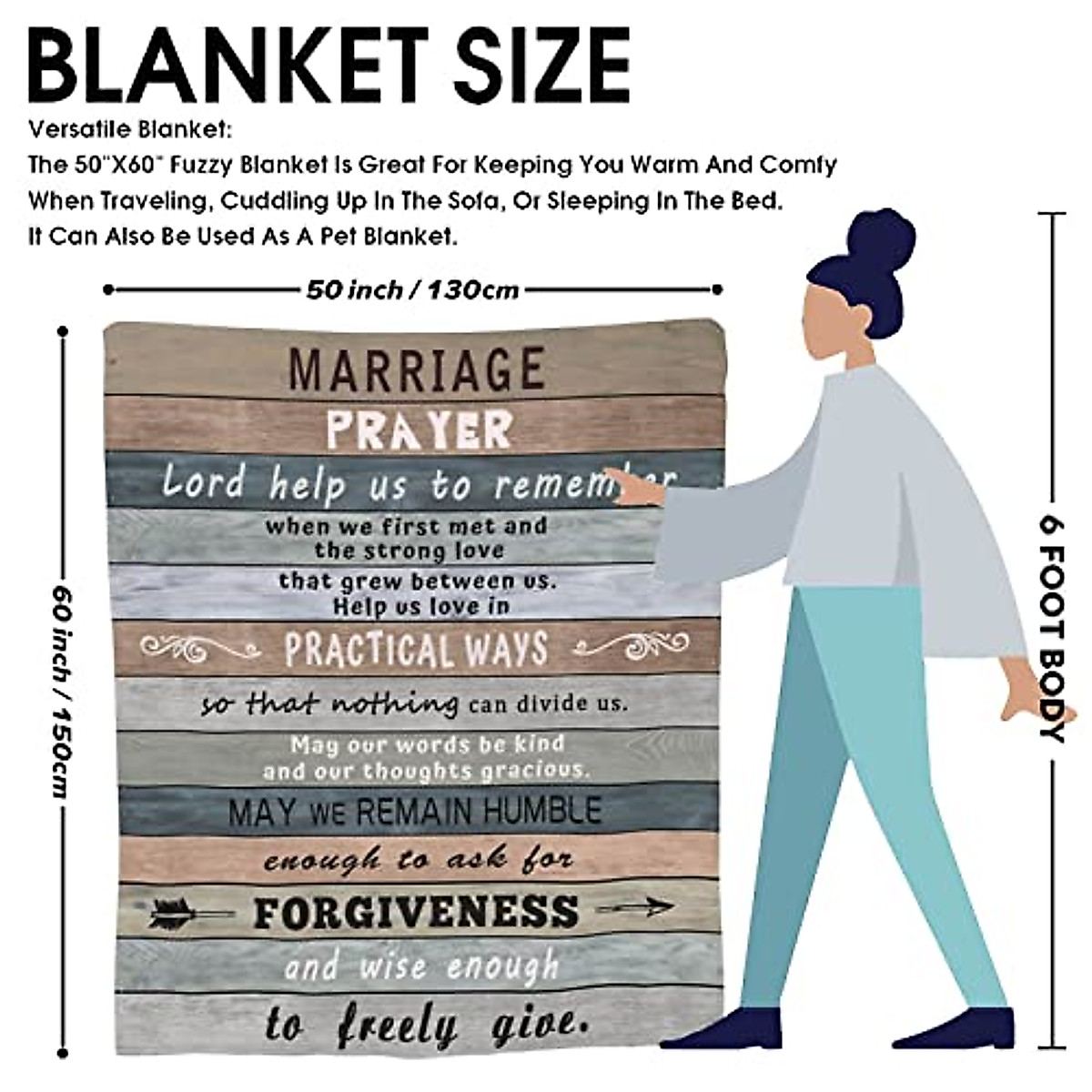 Marriage Prayer Gifts Blanket Wedding Anniversary Engagement Gifts for Couples Newly Engaged Unique Christian Decor Throw Blanket Religious Present for Women Men for Valentines, Birthday 60"X50"