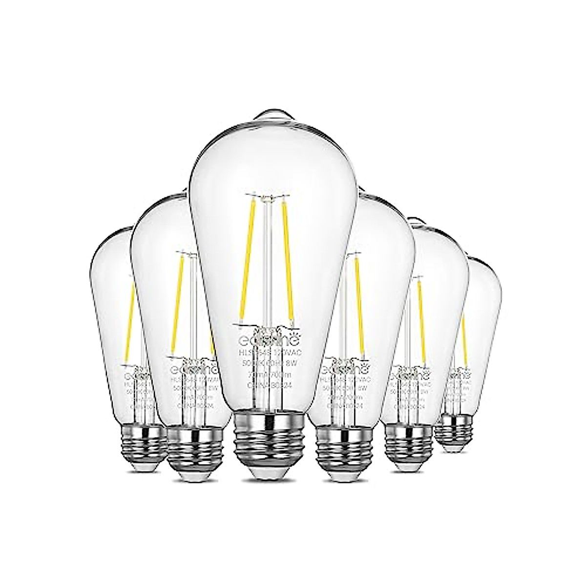 EDISHINE 6 Pack Dusk to Dawn Edison Light Bulbs Outdoor, 700LM 5000K Daylight LED Edison with 240° Beam Angle & E26 Base, 8W Equivalent 60W, Vintage Styled ST64 LED Filament Bulb, UL Listed