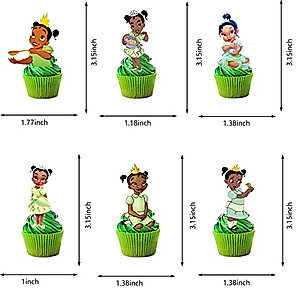 48Pcs Tiana Cake Cupcake Decoration Supplies Cupcake Topper for Kids Birthday Party