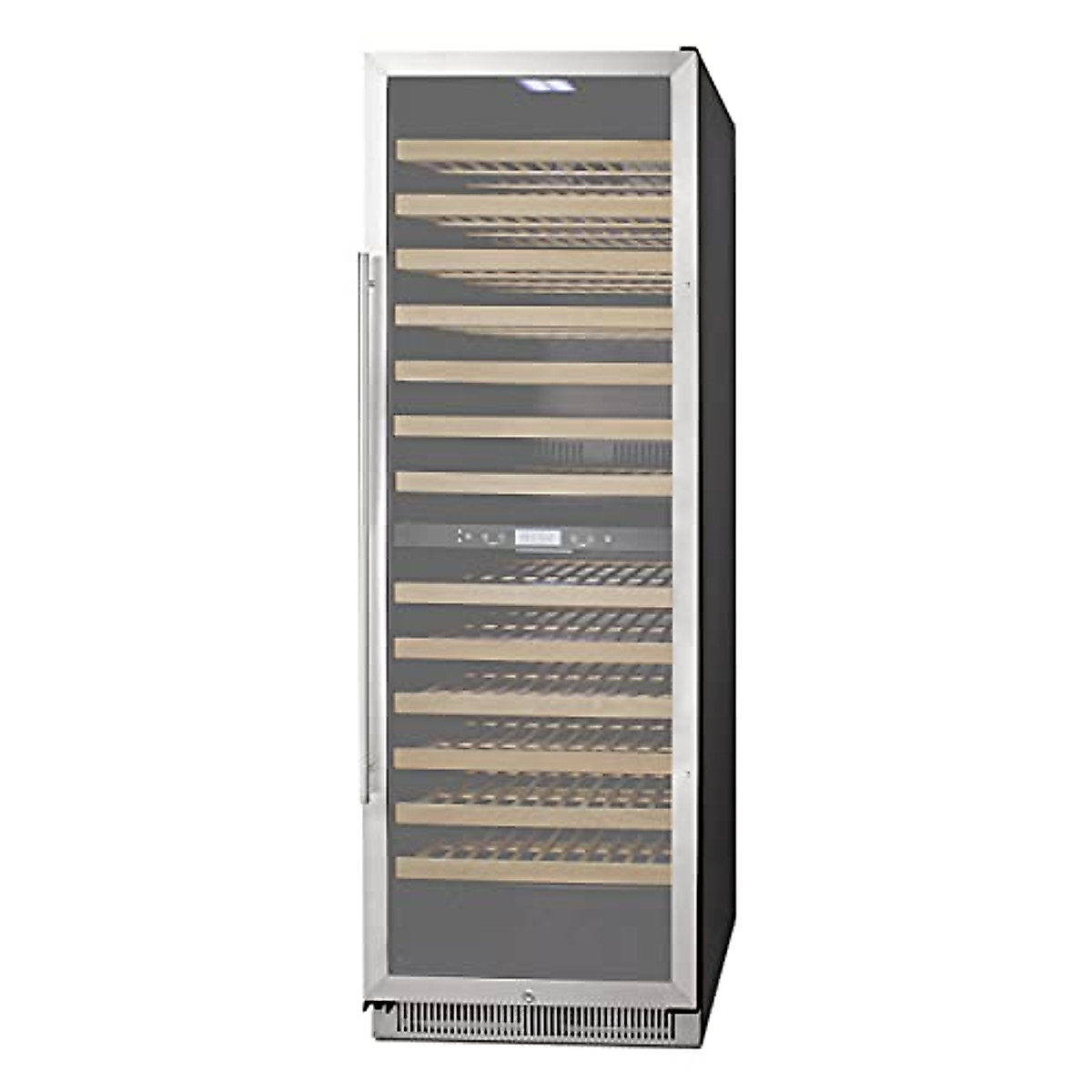 Summit Appliance SWC1966B 24" Wide Dual Zone Wine Cellar For Built-In or Freestanding Use with Glass Door with Stainless Steel Trim, Digital Thermostat, Wooden Shelving and Factory-Installed Lock