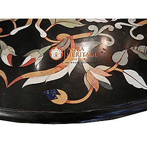 38" Inches Marble Top Dining Table Handicraft Inlay Design Decor Furniture