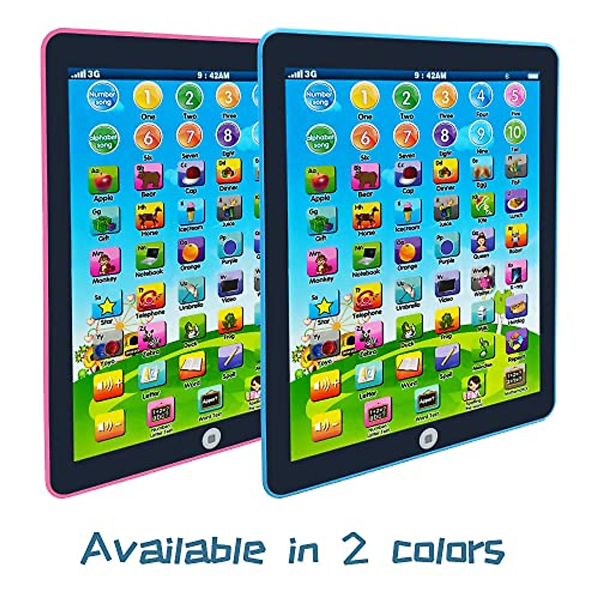 Kids Learning Pad/Tablet Interactive Toddler Toys with Words Numbers Alphabets Music Electronic Educational Toy for Preschool Boys & Girls 3-8 Years Old (Blue)