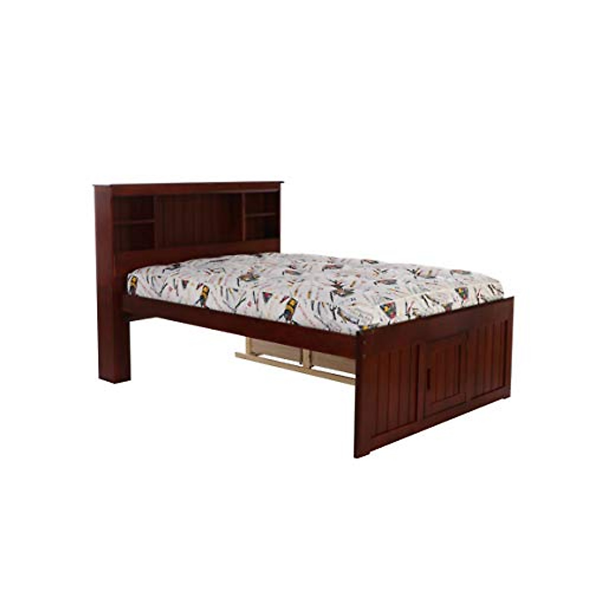 Discovery World Furniture Bookcase Captains Bed with 6 Drawers, Full, Merlot