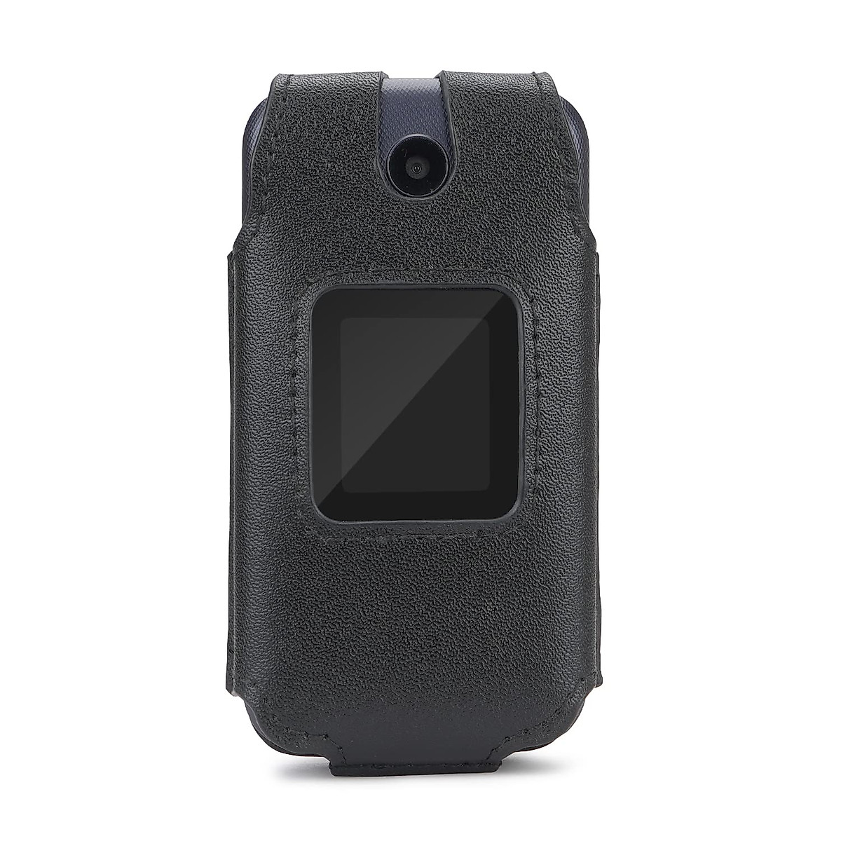 BELTRON Leather Fitted Case for Alcatel Go Flip 4 / TCL Flip Go/TCL Flip Pro Phone - Secure Form Fit Cover with Built-in Screen Protection & Rotating Metal Belt Clip (4056/4058)