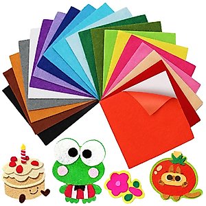 EPPINGVIEW 60 PCS Felt, Multi-Colored Felt for Crafts, 4"x4" Felt Fabric Sheets, Felt Sheets with Adhesive Backing