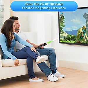 RHOTALL Game Sword for The Legend of Zelda: Skyward Sword HD Compatible with Nintendo Switch and Switch OLED Right Joycon Controller, Game Accessories Handle Grip with LED Design - Black