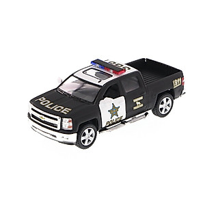KiNSMART 2014 Chevrolet Silverado LTZ Crew Cab 4x4 1:46 Scale 5 Inch Diecast Metal Model Pick-up Interceptor Truck Police K9 Unit