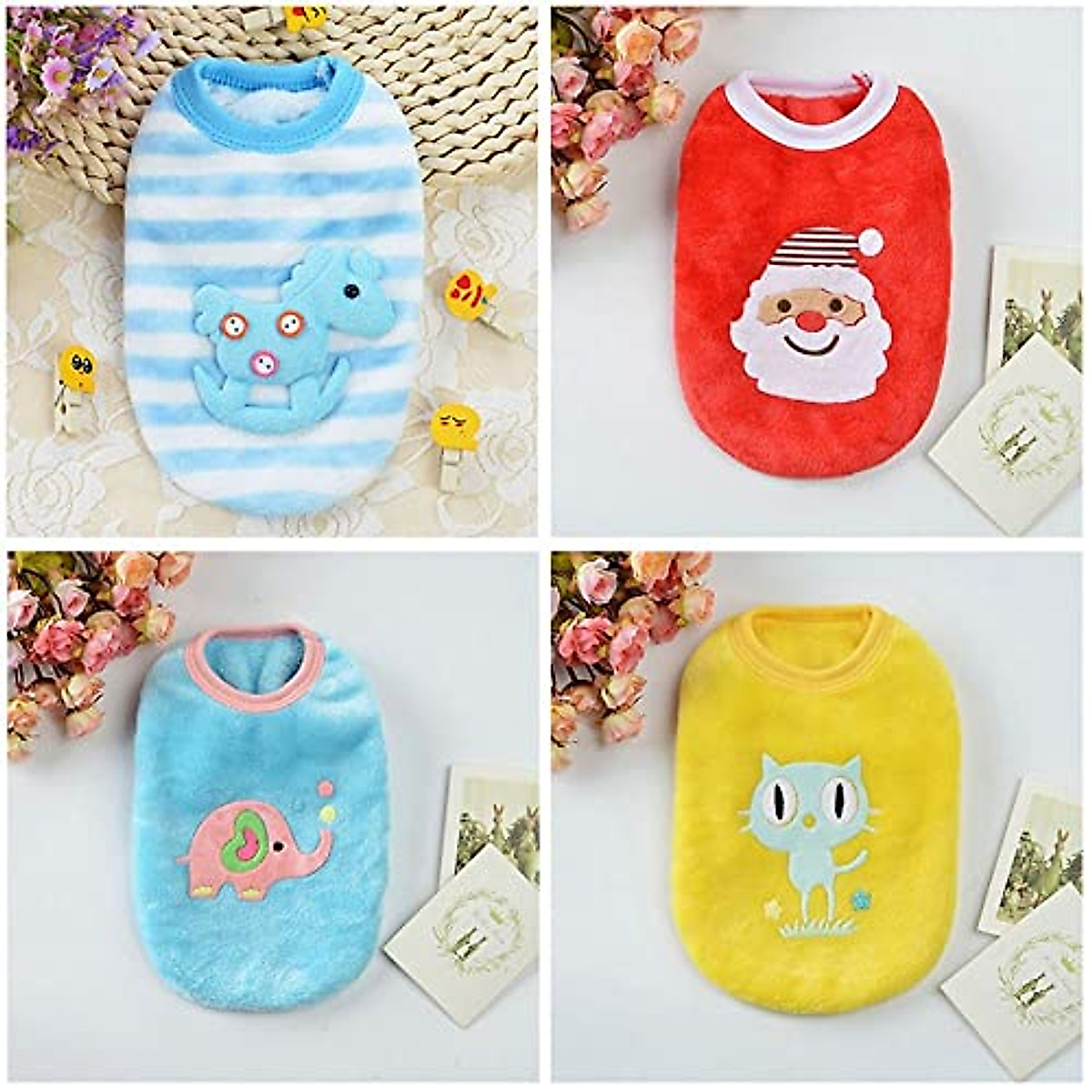 Dog Sweaters,Small Dogs Boy Girl Winter Warm Cute Sweaters,Warm Soft Flannel Pet Clothes(XXS-Lace Rabbit)