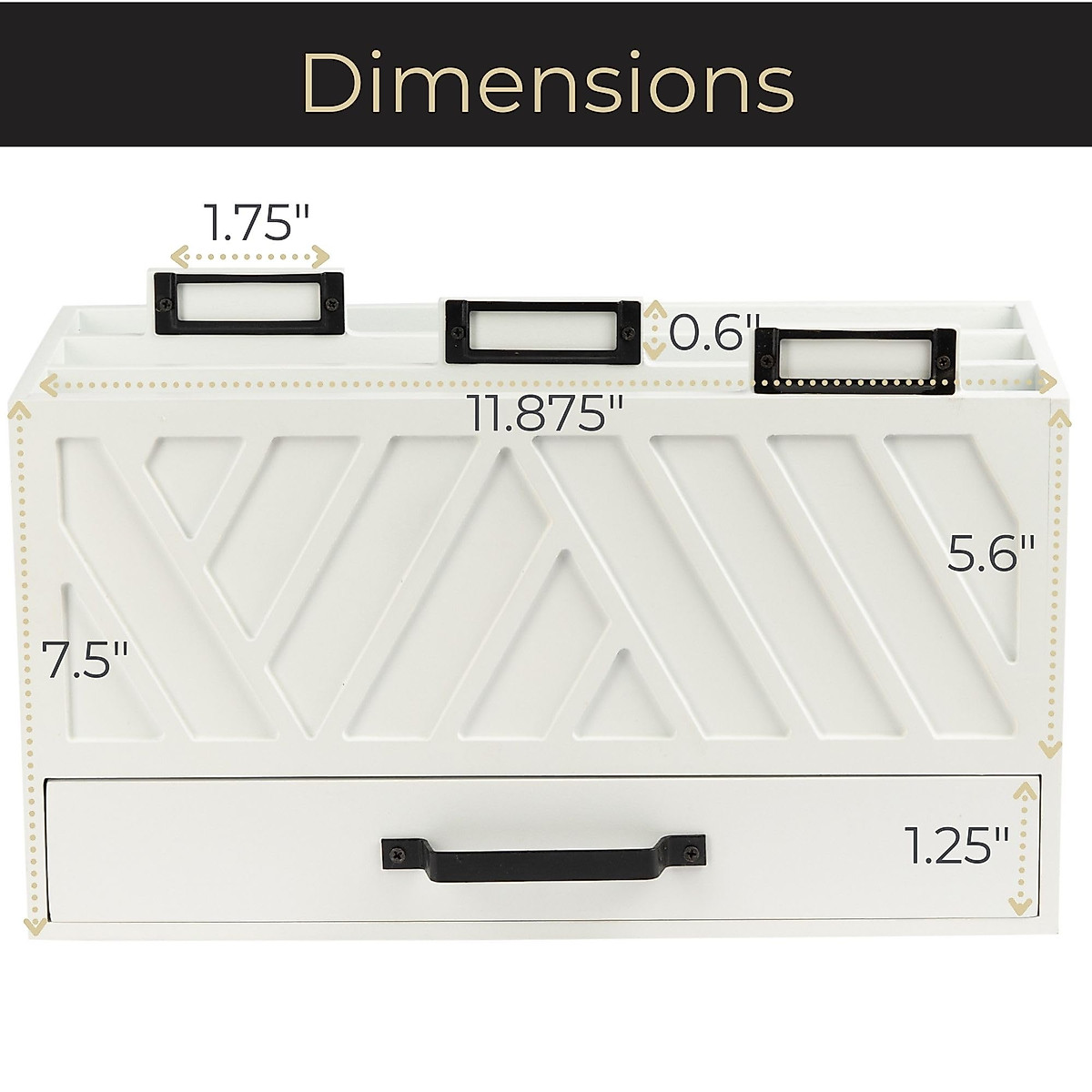 White Mail Organizer - Desktop Mail Holder - Office Desk Organizers Storage with Drawer - Paper File Folder Desk Organization - Desk Accessories & Workspace Organizers by Blu Monaco