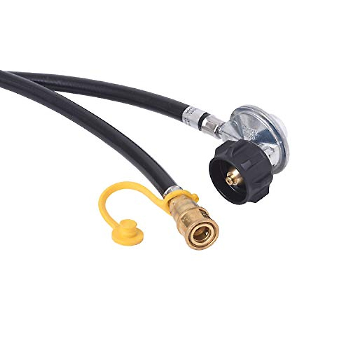 Flame King 90 Degree Low-Pressure Propane Gas Regulator Hose with Quick Connect for RVs, Grills, Heaters, Burners, 6 Feet - LPRH6