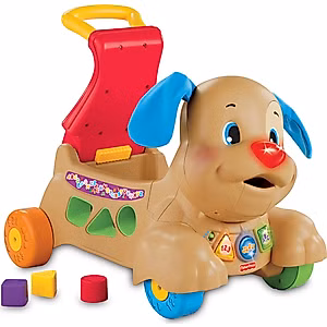 Fisher-Price Baby & Toddler Toy Laugh & Learn Stride-to-Ride Puppy Walker & Ride-On with Music Lights & Blocks for Infants Ages 9+ Months