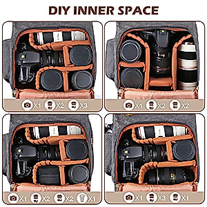 Endurax Leather Camera Backpack for Photographers, DSLR Backpack Bag with Laptop Compartment & Tripod Holder, Waterproof Canvas