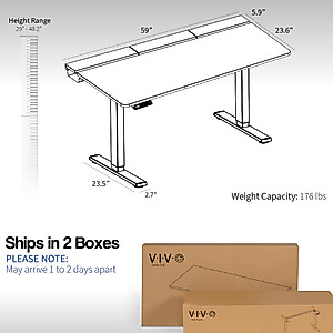 VIVO Electric Height Adjustable 60 x 30 inch Memory Stand Up Desk, Black Table Top with Built-in Concealed Cable Trays and Full-Size Pad, Black Frame, Standing Workstation, DESK-KIT-1B6-P3B