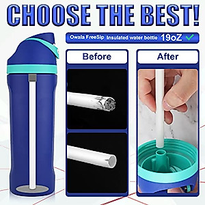 19 oz Replacement Straws for Owala FreeSip, 6PCS Reusable Plastic Straws with Cleaning Brush for Owala Flip Insulated Stainless Steel Water Bottle 19oz Tumbler Accessories Parts (White)