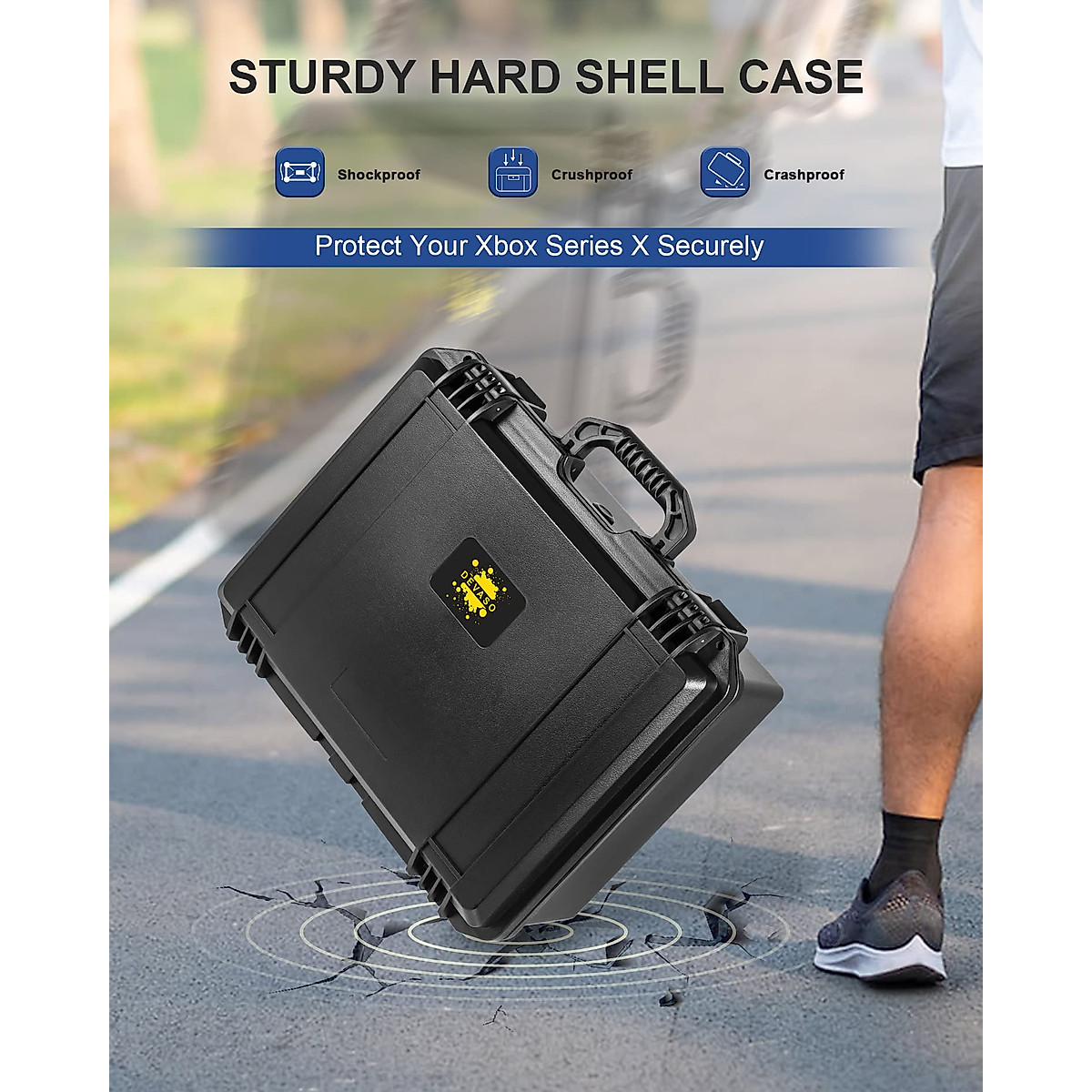 DEVASO Hard Carrying Case Compatible with Xbox Series X, Professional Deluxe Waterproof Case Soft Lining Hard Case for Xbox Series X Console, Controllers, Headset and Other Accessories