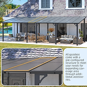 AECOJOY 10’ x 10’ Gazebo, Wall Mounted Gazebos Pergola on Clearance, Outdoor Patio Lean to Gazebo Awnings for Deck, Porch, Backyard and More