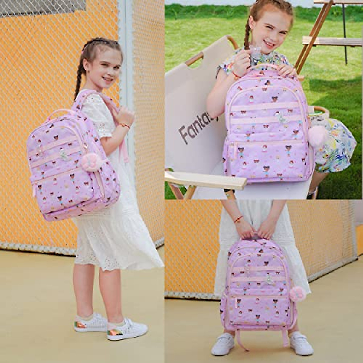 KIDNUO Kids Backpack for School Boys Girls Lightweight Kindergarten Elementary Toddler Backpacks Preschool Bookbags Cute Cartoon Travel Daypack with Chest Strap (S,Pink)