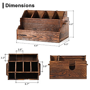 Innovation Silverware Caddy, Flatware Caddy, 7-Compartment Wooden Utensil Caddy Silverware with Handles for Spoons, Knives, Forks, Napkins, Vintage Brown