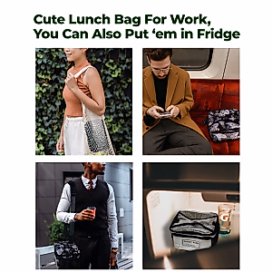 SUNNY BIRD Insulated Lunch Bag with Foldable and Leakproof Design, Thermally Insulated, Shoulder Strap for Women, Men and Teen (Floral & Foliage)