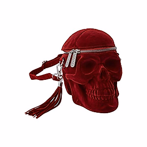 Killstar Grave Digger Blood Red Skull Gothic Velvet Handbag Purse KSRA001500