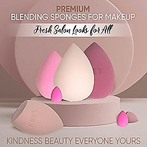 KBEY Cosmetics Makeup Sponges for Face - Beauty Sponge Set for Foundation and Contouring - Latex Free 7 Pc Facial Blending Sponges Apply BB Cream, Eyeshadow and Concealer without Streaking (Pink)