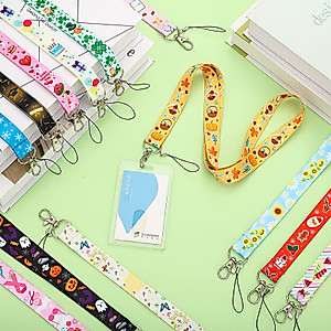 Kisston 20 Piece Seasonal Holiday Lanyards for ID Badges Flat Pass Lanyards with Stainless Swivel Hook Neck Multiuse Seasonal ID Tag Name Badge Lanyards for Keys Office School Cruise Gifts