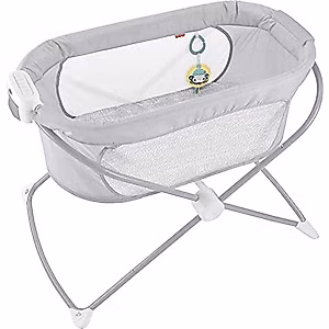 Fisher-Price Baby Crib Soothing View Vibe Bassinet Portable Cradle with Music Vibrations and Slim Fold for Travel, Hearthstone