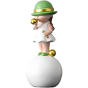 Desktop Figurine Resin Statue Cartoon Sculpture Abstract Crafts Art Ornament Desk Table Statue for Home Bedroom Living Room Garden Office - Girl, Green
