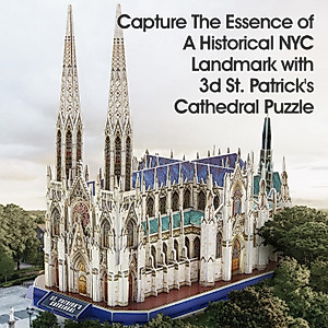 CubicFun 3D Puzzles for Adults St. Patrick's Cathedral Model Kits, New York Architecture Puzzles for Adults Building Toys for Kids Ages 8+, 117 Pieces with Booklet Easter Gifts Valentine's Day Gift
