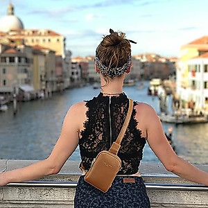 Haytijoe Small Sling Bag, Fanny Pack Purse Vegan Leather Crossbody Bags for Women, Gifts for Her (Brown)