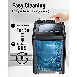 Dreamiracle Ice Maker Machine Countertop Self-Cleaning, 33lbs/24h, Two-Size Bullet Ice Cubes, 2.8L Water Tank, 9 Cubes/Batch