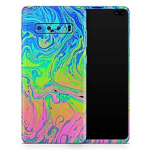 DesignSkinz Neon Color Swirls Protective Vinyl Decal Wrap Skin Cover Compatible with The Samsung Galaxy S20 (Screen Trim & Back Glass Skin)
