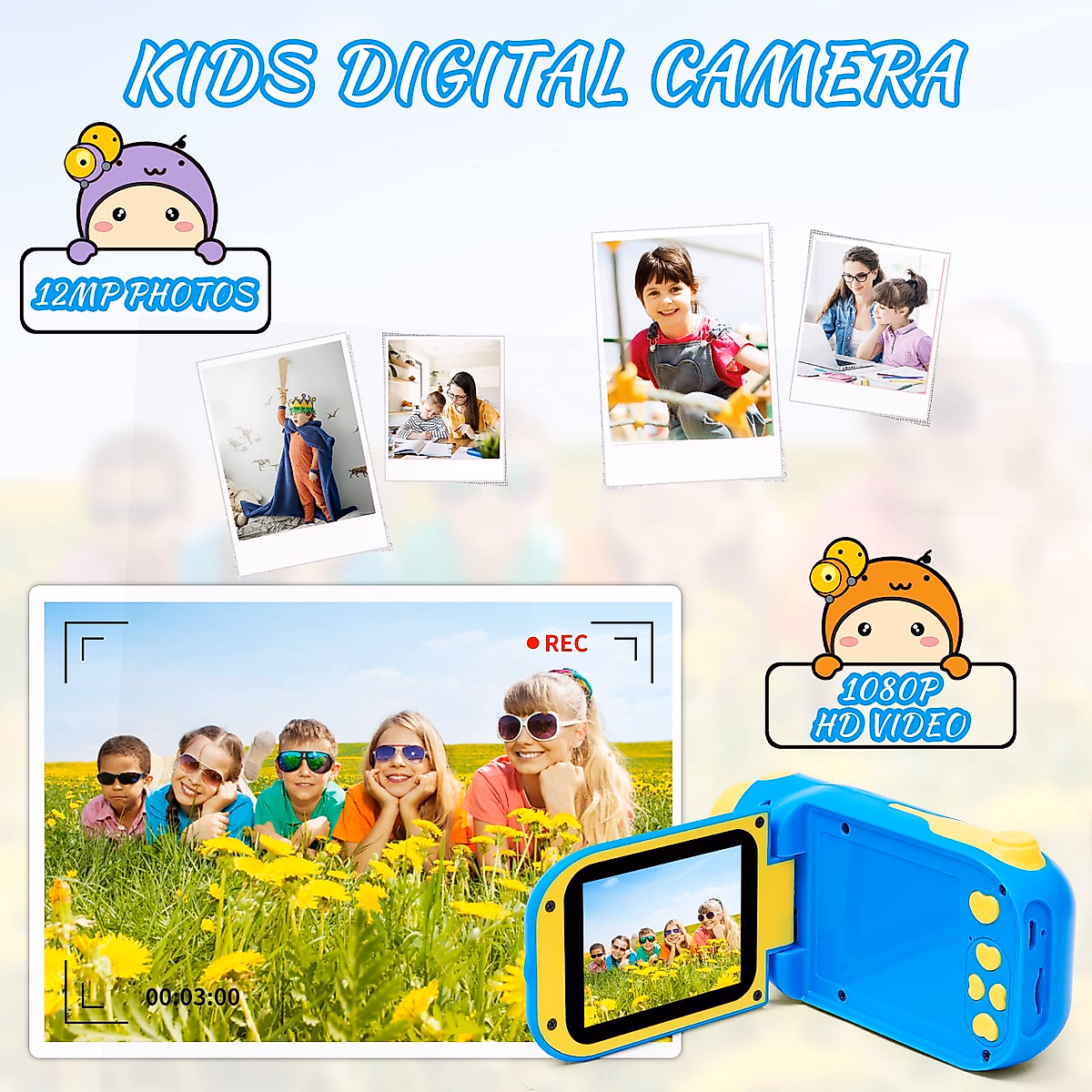 YTETCN Kids Camcorder - Kids Video Camera with 32 GB SD Card, 1080P HD Camera Digital Camcorder Toys for Kids Age 3-8, Birthday for 3 4 5 6 7 8 Years Old (Navy Blue)