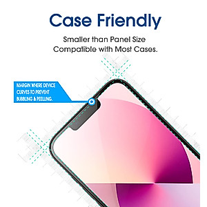 amFilm Glass Screen Protector Compatible with iPhone 13 Mini 5.4" Display, 2021, With Easy Installation Tray - Case Friendly, Tempered Glass, 3 Pack