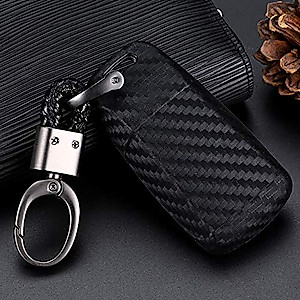 Royalfox(TM) Soft Silicone Carbon Fiber Style Smart keyless Remote Key Fob case Cover for Audi A3 A4 A5 A6 A7 Q3 Q5 Q7 C5 C6 B6 B7 B8 TT 80 S6 A6 C6 Keychain (for Audi New Key)