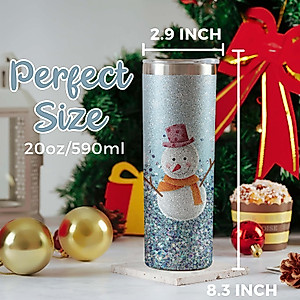 Onebttl Snowman Gifts for Women, Unique Snowman Tumbler for Snowman Lovers, 20oz Stainless Steel Skinny Tumbler With Cute Snowman Pattern, Gift Box Included, Snowman Gifts for Girls