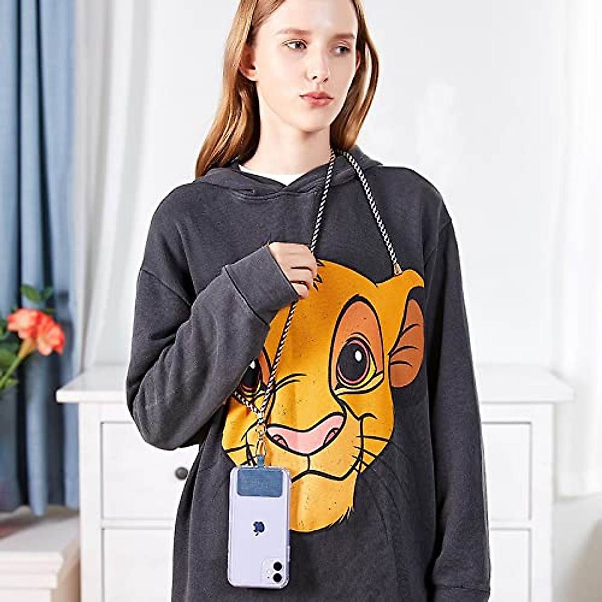 5packs Phone Lanyards Universal Cell Phone Lanyard with Adjustable Detachable Nylon Crossbody Neck Strap and Phone Tether, Phone Strap Compatible with iPhone Samsung and Most Smartphones (White Pad)