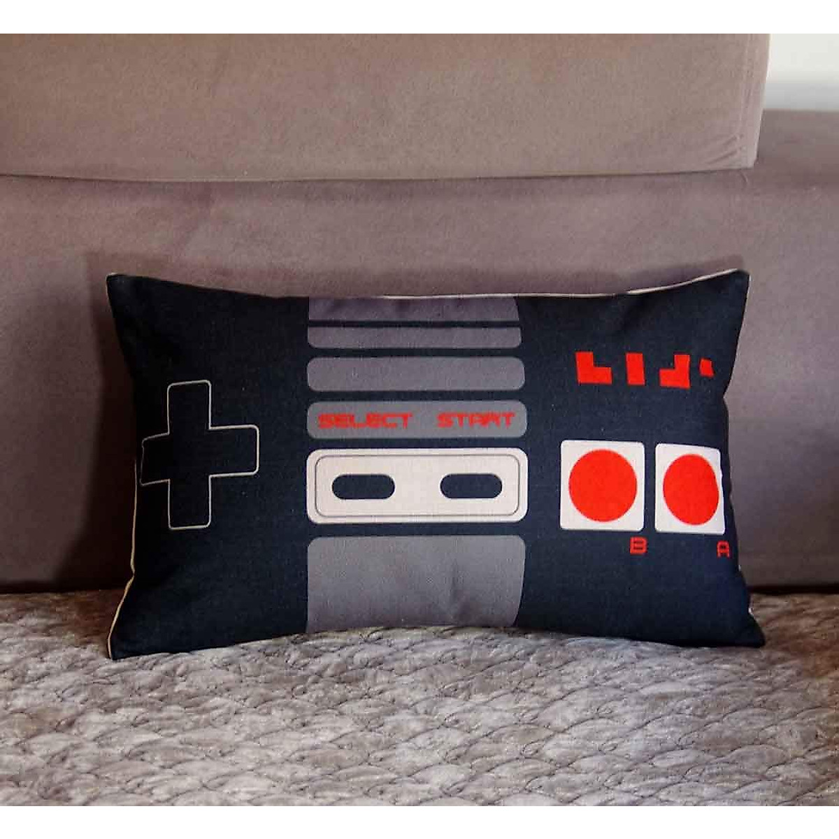 FAVDEC Decorative Game Pad Pillow Cover 12 Inches x 20 Inches, Throw Pillow Cover with Gamepad Pattern, Cover only